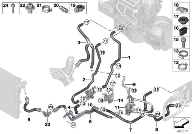 64126950257 BMW vesiventtiili, webastoon, X5 E70, F15, F85, X6 E71, F16 ...