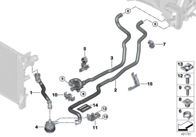 64116834923 kiertovesipumppu, lämmityslaite, BMW G11. G12, G14, G15 ...