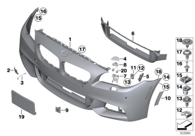 51118048019 ajovalon pesurin kannake, M-sport puskuriin, vasen, BMW F10 ...