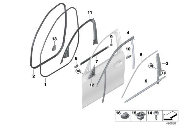 51727497912 BMW oviaukon tiiviste, eteen, 3′ G20, G21, G28, G80, G81 ...